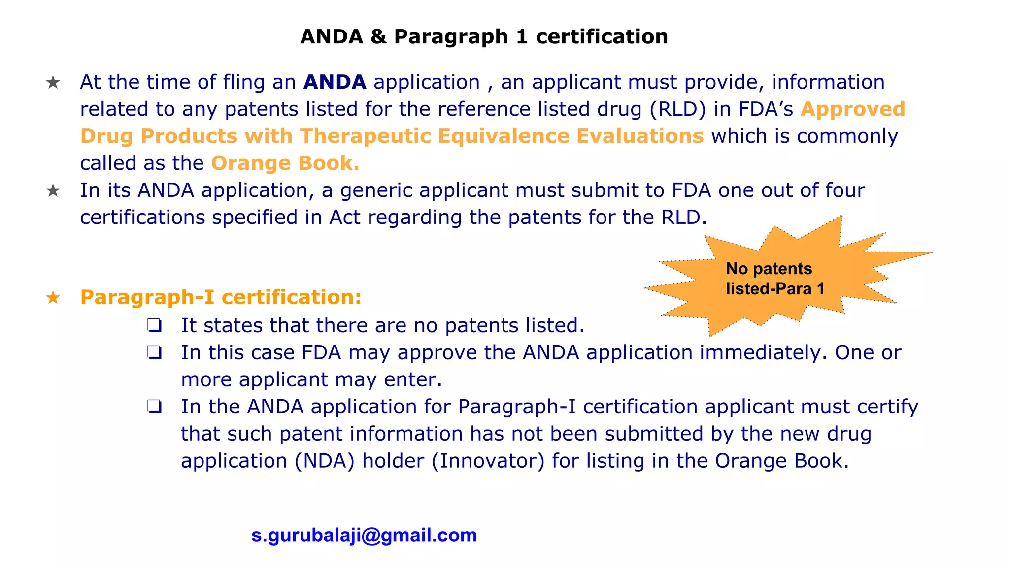 Paragraph 1,2,3,4 certification usfda | PPTX