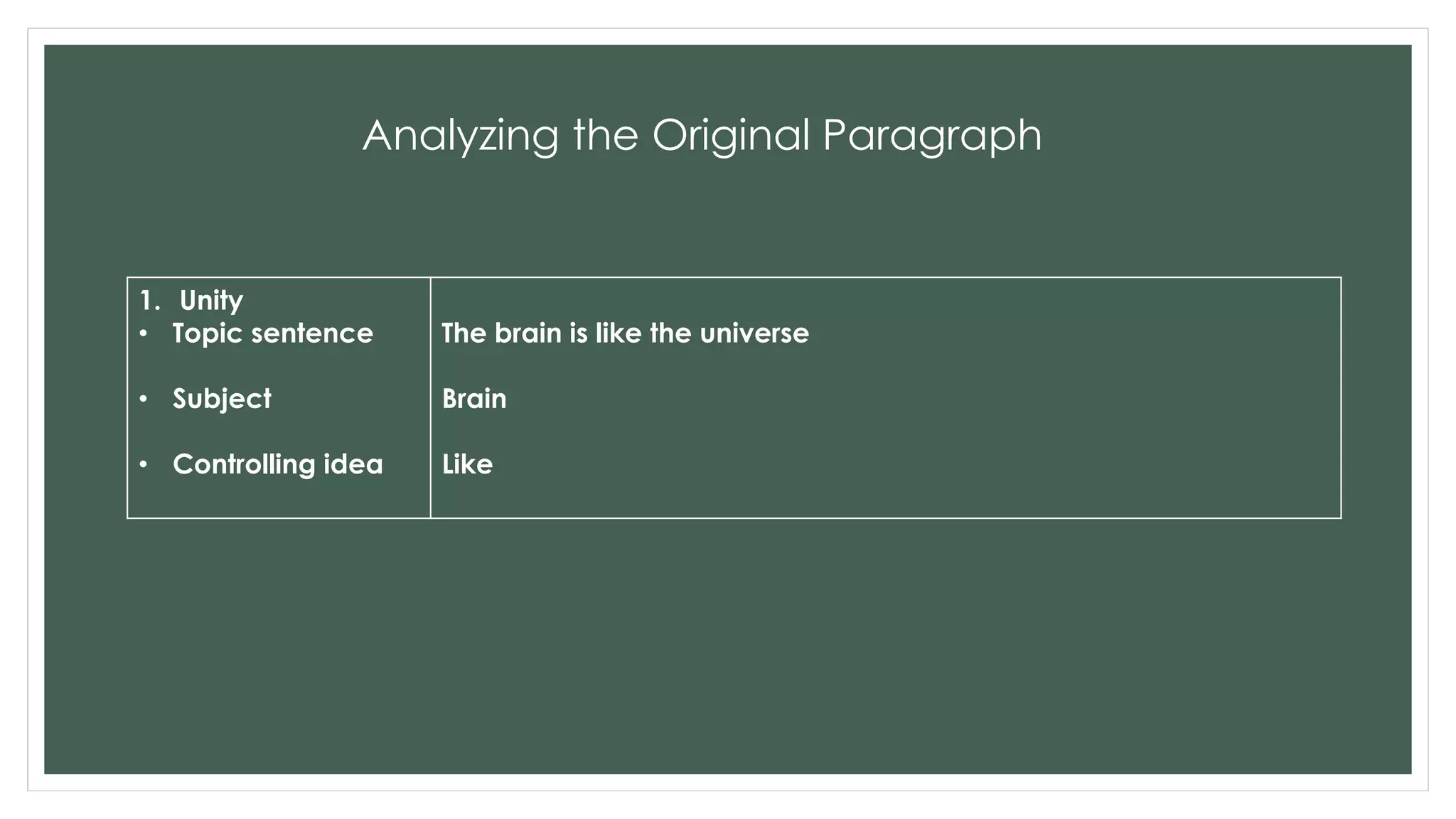 Paragraph by Analogy (The Brain is like the Universe) | PPTX