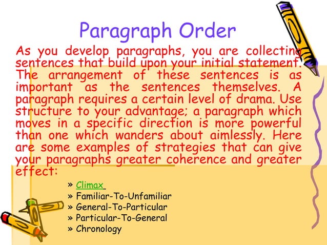 Patterns of Paragraph Planning and Development | PPT