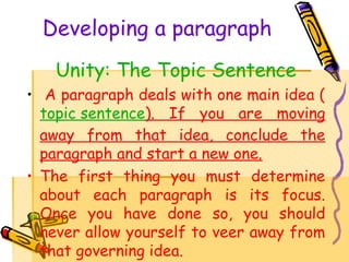Patterns of Paragraph Planning and Development | PPT