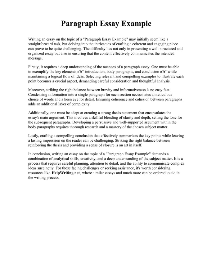 Paragraph Essay Example | PDF | Homework and Study | Education