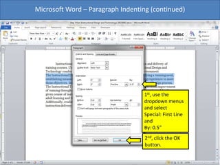 MS Word - Paragraph Indenting and Line Spacing | PPTX