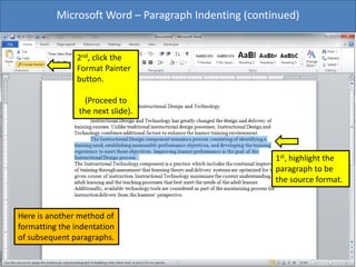 MS Word - Paragraph Indenting and Line Spacing | PPTX