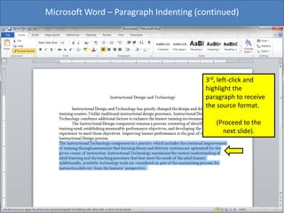 MS Word - Paragraph Indenting and Line Spacing | PPTX