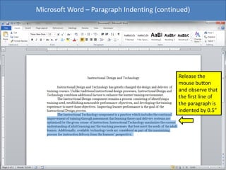 MS Word - Paragraph Indenting and Line Spacing | PPTX
