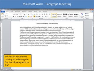 MS Word - Paragraph Indenting and Line Spacing | PPTX