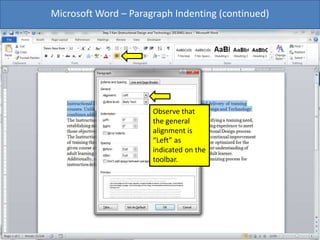 MS Word - Paragraph Indenting and Line Spacing | PPT