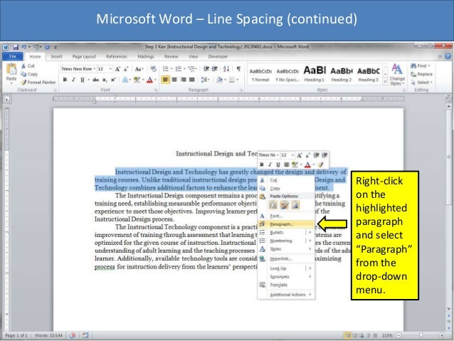 MS Word - Paragraph Indenting and Line Spacing