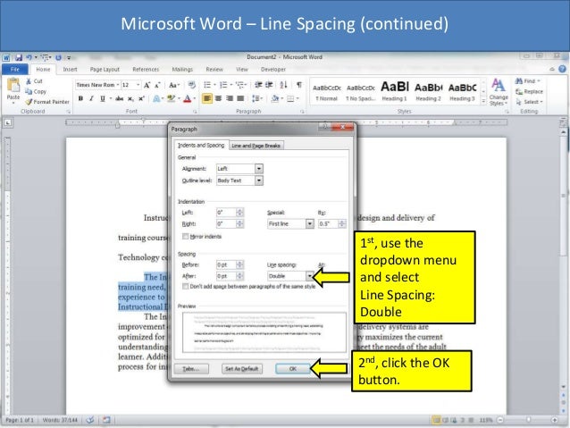 MS Word - Paragraph Indenting and Line Spacing