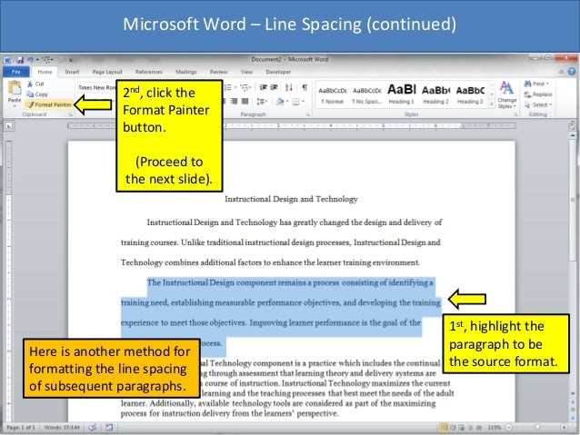 MS Word - Paragraph Indenting and Line Spacing
