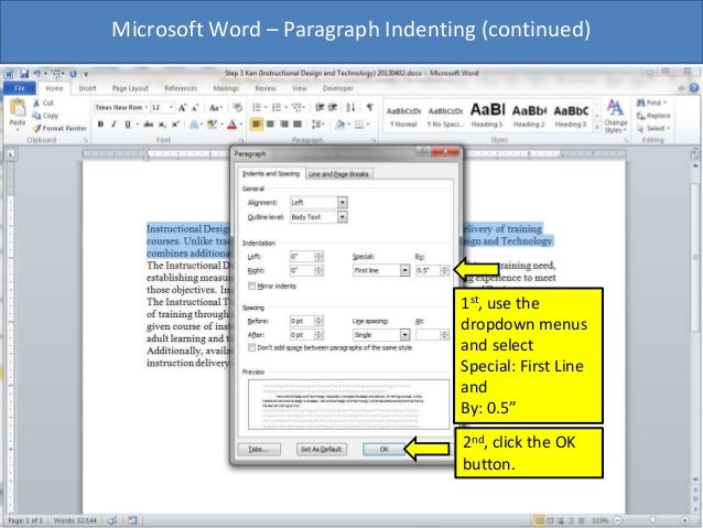 Where Is The First Line Indent In Word 2013 Pagekop