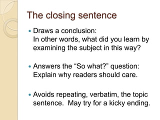 Writing an Academic Paragraph | PPT