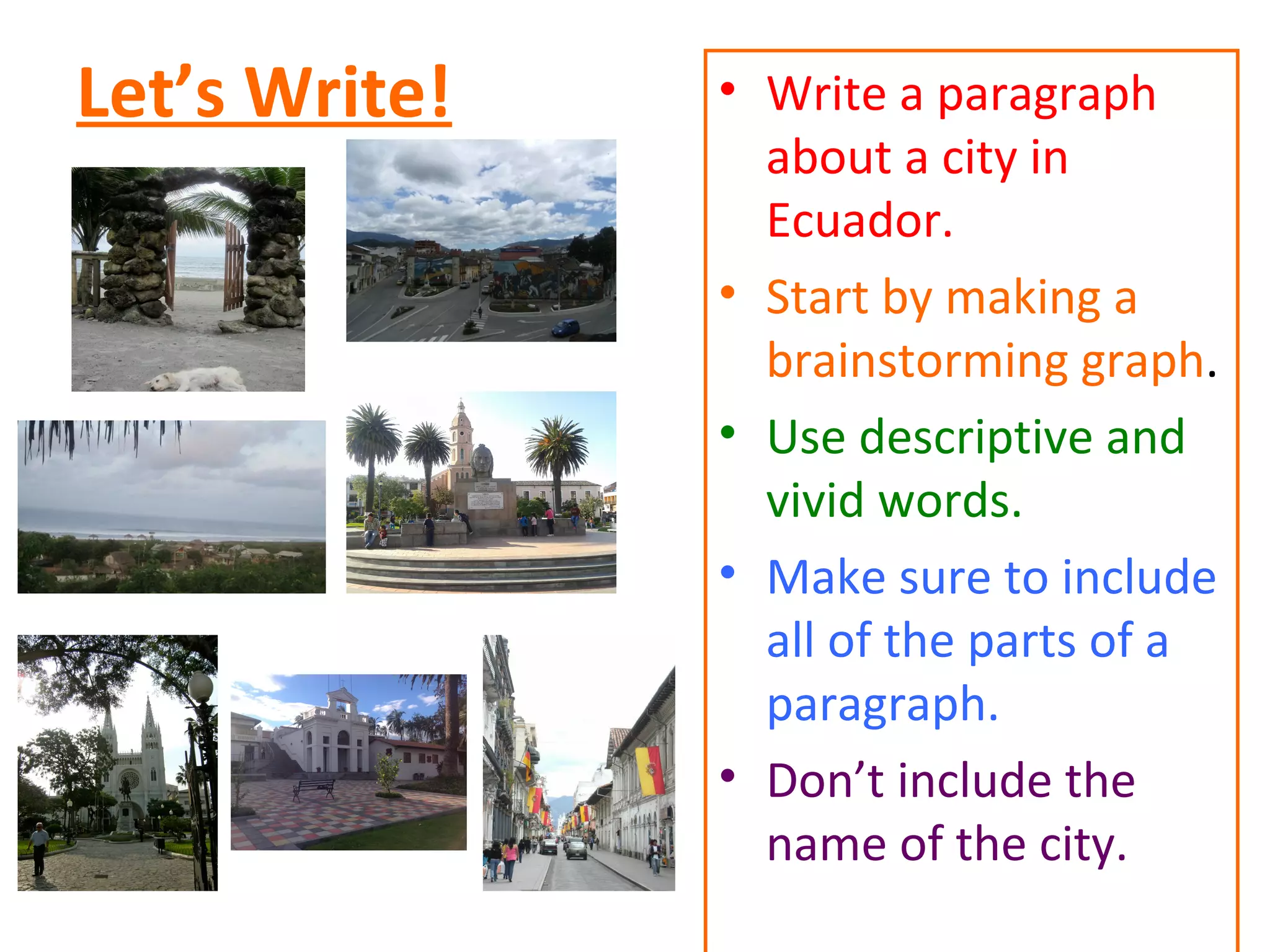 Descriptive Paragraph Review (Ecuador) | PPT