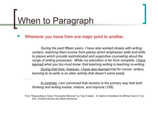 Writing Paragraphs and When To Write Paragraphs | PPT