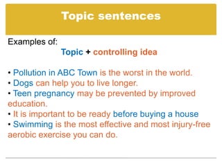 Paragraphs and topic sentences | PPTX