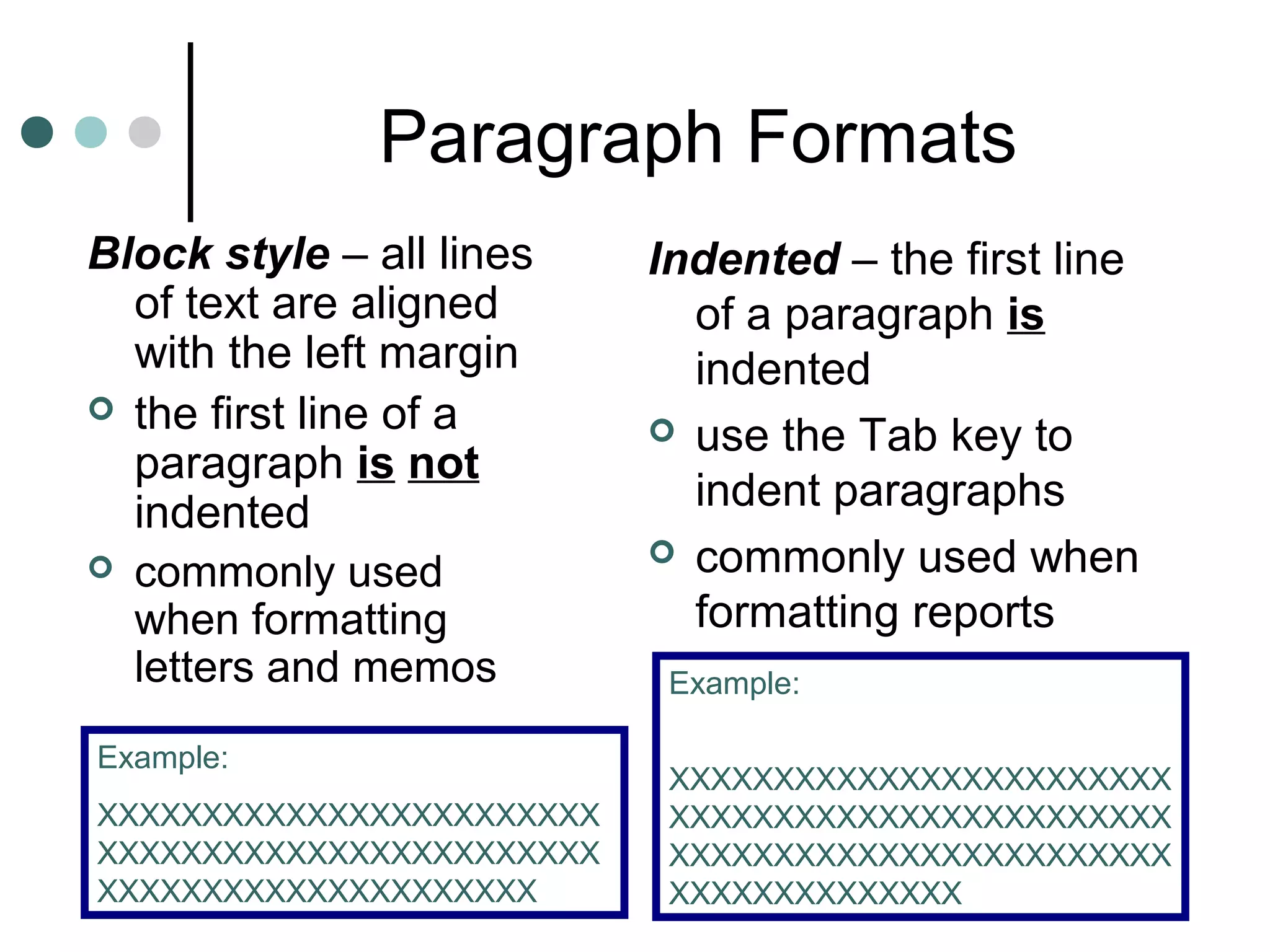Paragraphs formats (2) | PPT
