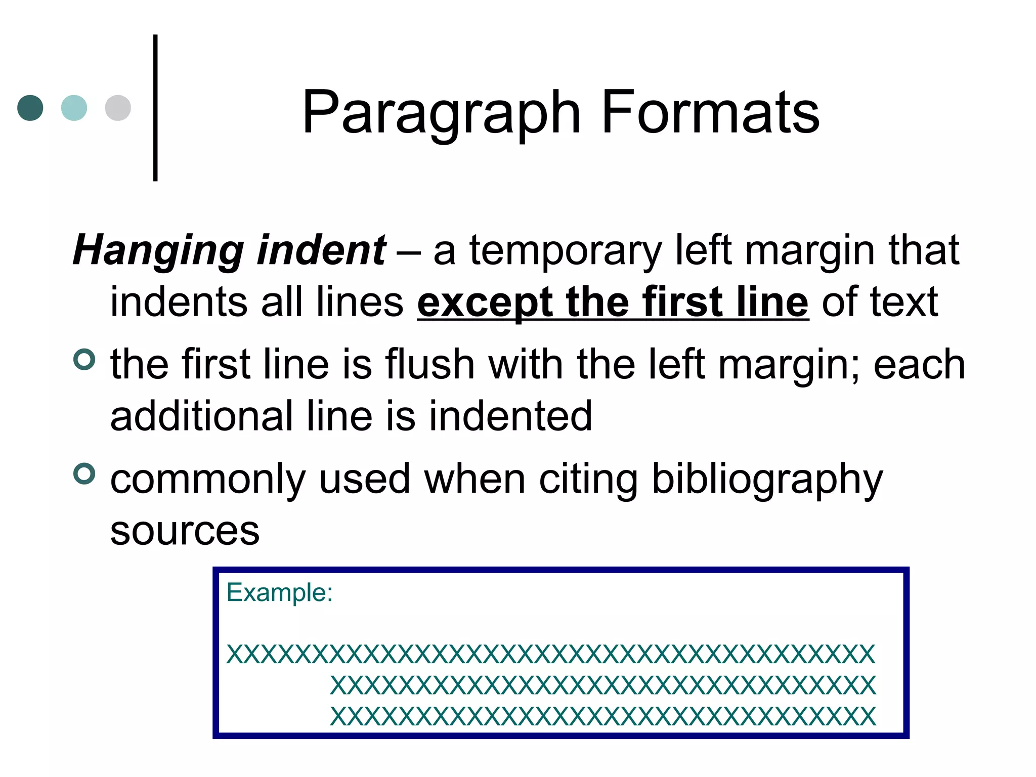 Paragraphs formats (2) | PPT