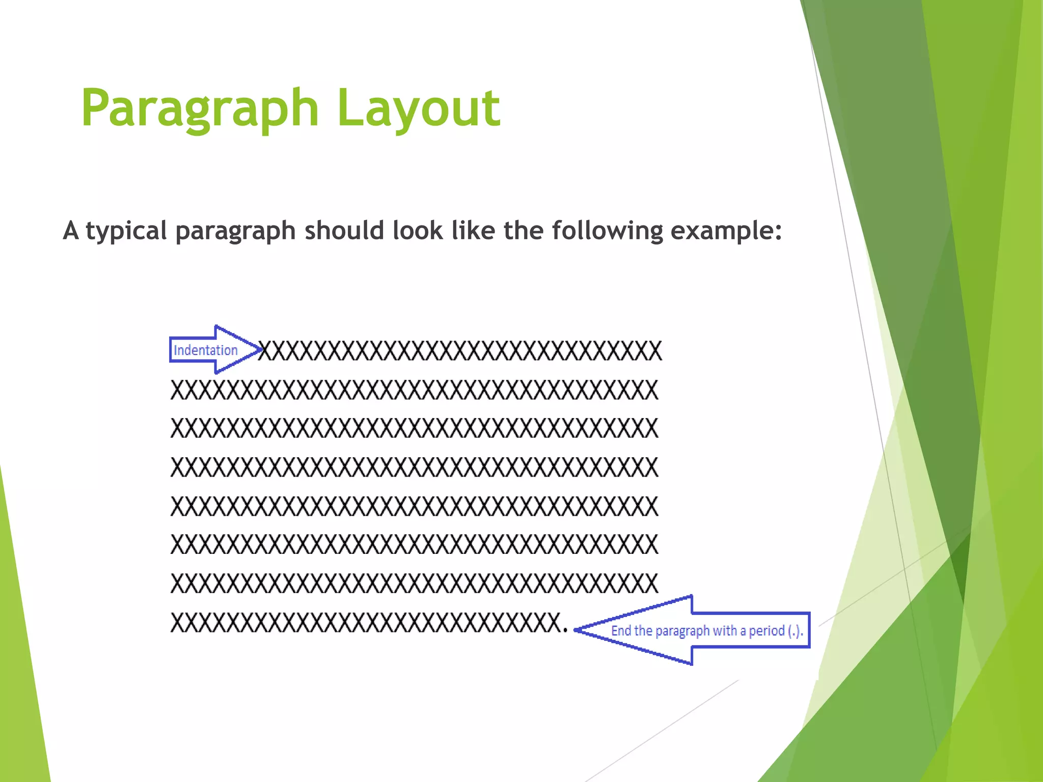 Paragraphs Layout in Academic Writing | PPT