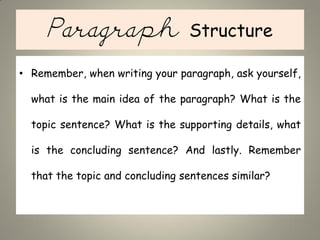 Creative Writing: Paragraphs Lesson | PPT