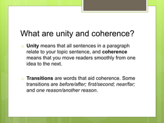 Paragraph Unity and Coherence | PPT