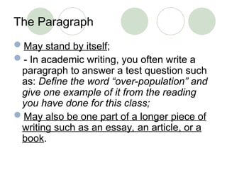 paragraph structure for english in composition | PPT
