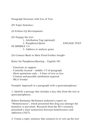 Paragraph Structure with Use of Text(P) Topic Sentence-(I).docx