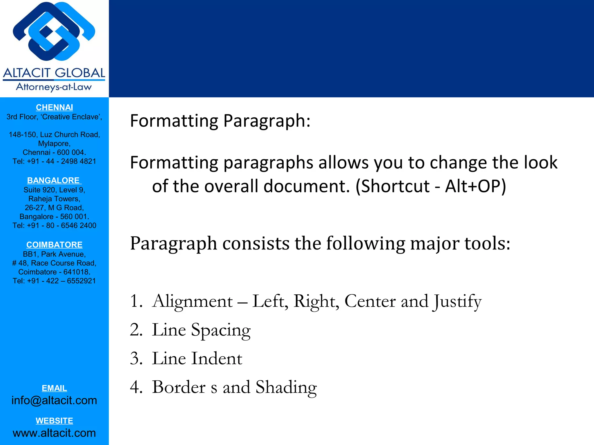 Paragraph, styles and editing | PPT