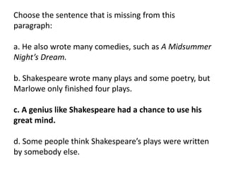 Paragraph types william shakespeare | PPT