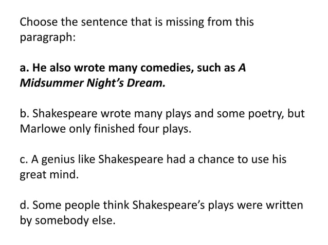 Paragraph types william shakespeare | PPT