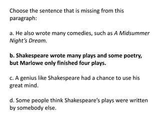 Paragraph types william shakespeare | PPTX