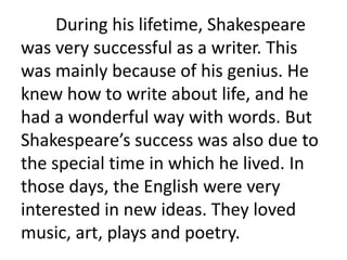 Paragraph types william shakespeare | PPT