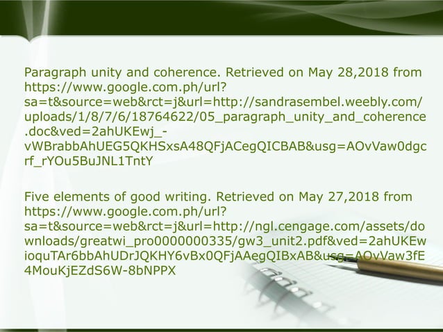Paragraph unity and coherence 1 | PPT | Homework and Study | Education