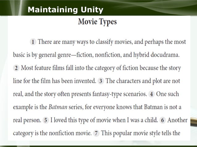 Paragraph unity and coherence 1 | PPT | Homework and Study | Education