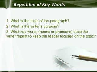 Paragraph unity and coherence 1 | PPT
