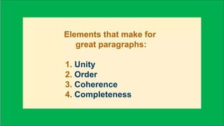 Grammar Paragraph Unity and Coherence.ppt