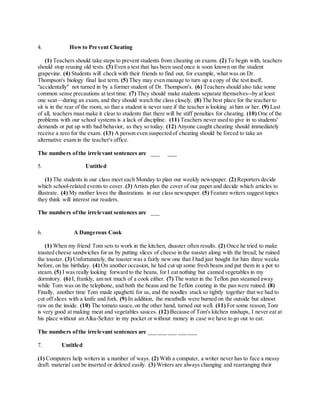 Paragraph unity exercises | PDF