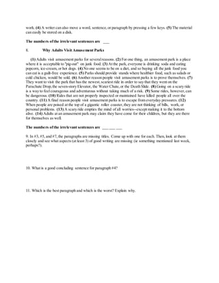 Paragraph unity exercises | PDF