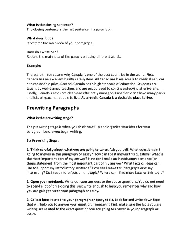 Paragraph writing | PDF