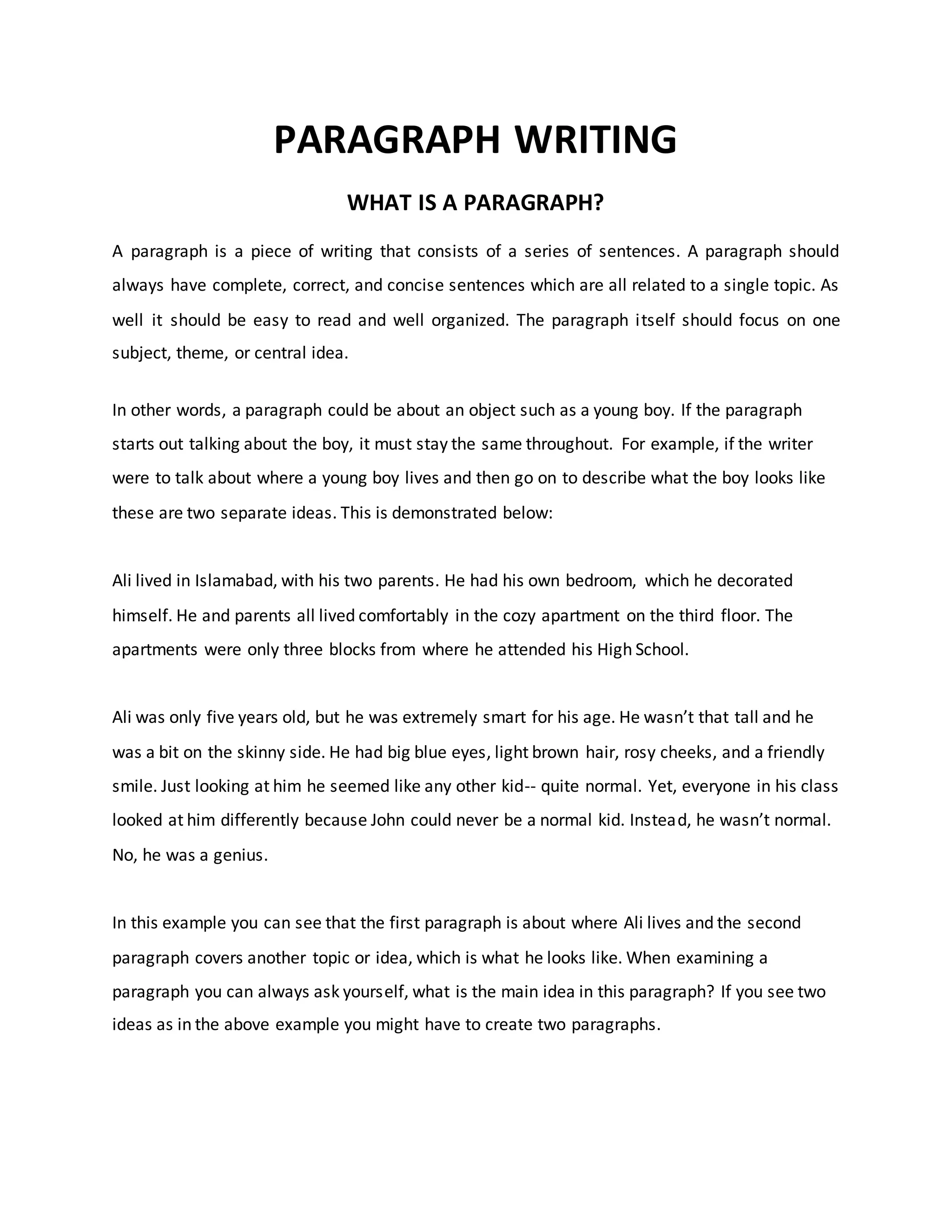Paragraph writing | DOCX