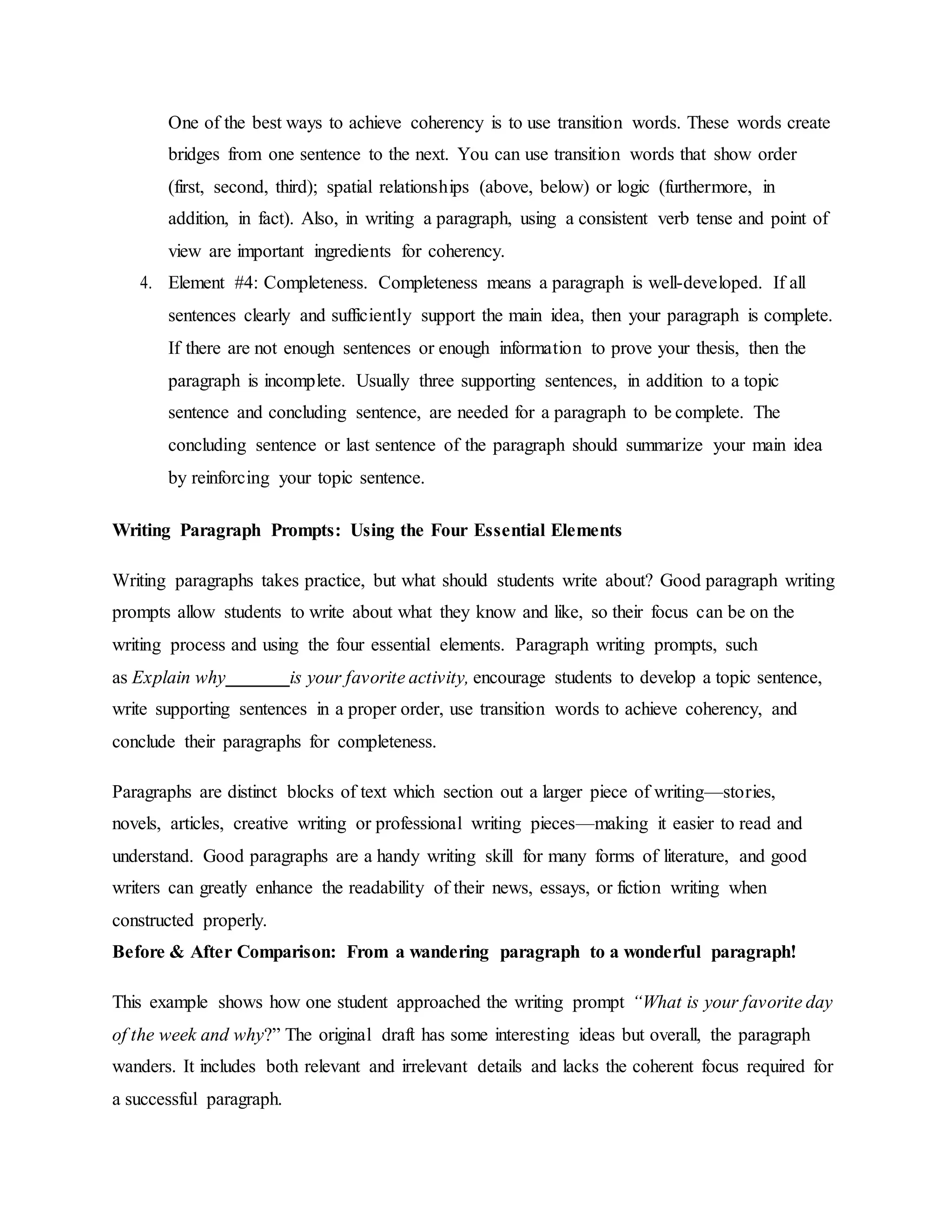 Paragraph writing | DOCX