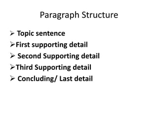 Paragraph Writing What is a paragraph? A group of sentences that ...