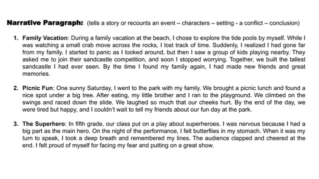 Paragraph Writing along with types of paragraphs and examples | PPTX ...