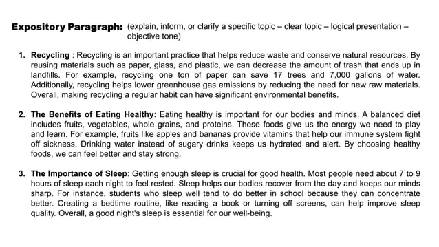 Paragraph Writing along with types of paragraphs and examples | PPTX ...