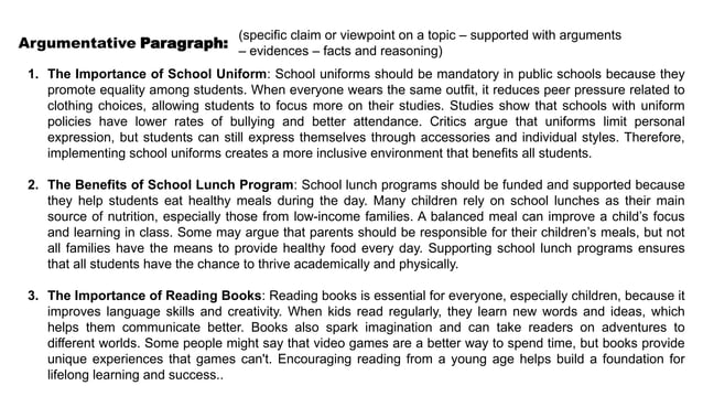 Paragraph Writing along with types of paragraphs and examples | PPTX ...