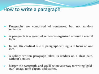 Paragraph writing for student in english | PDF