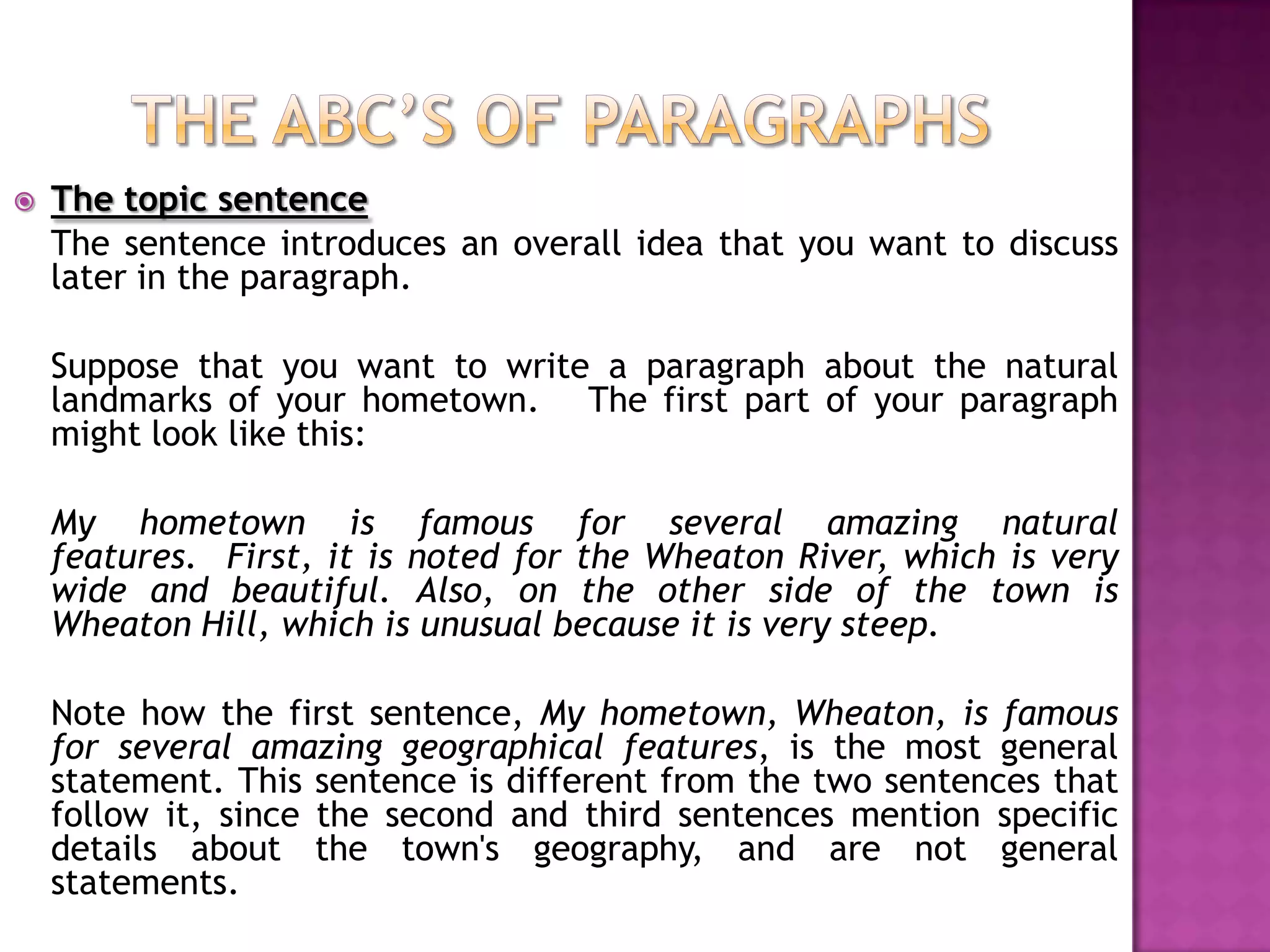Paragraph writing the abc's of paragraphs | PPTX