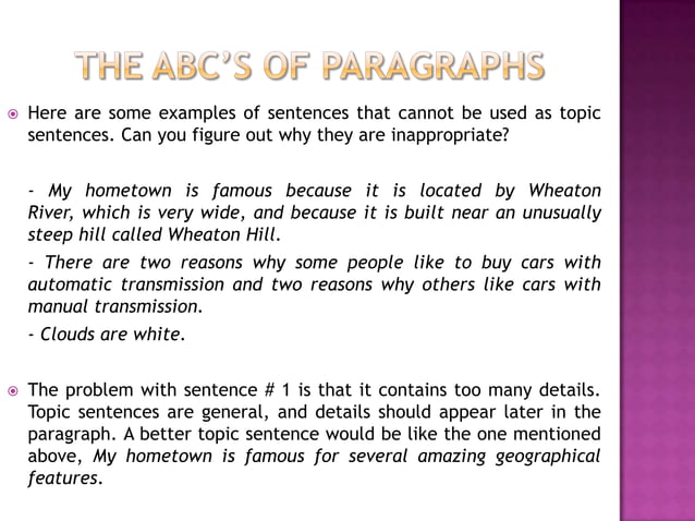 Paragraph writing the abc's of paragraphs | PPTX