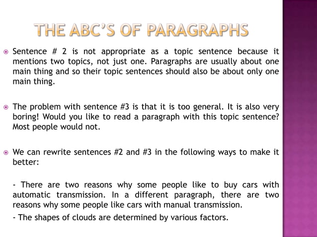Paragraph writing the abc's of paragraphs | PPTX