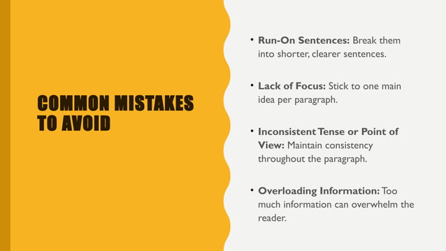 Paragraph writing and The process of avoiding mistakes | PPT
