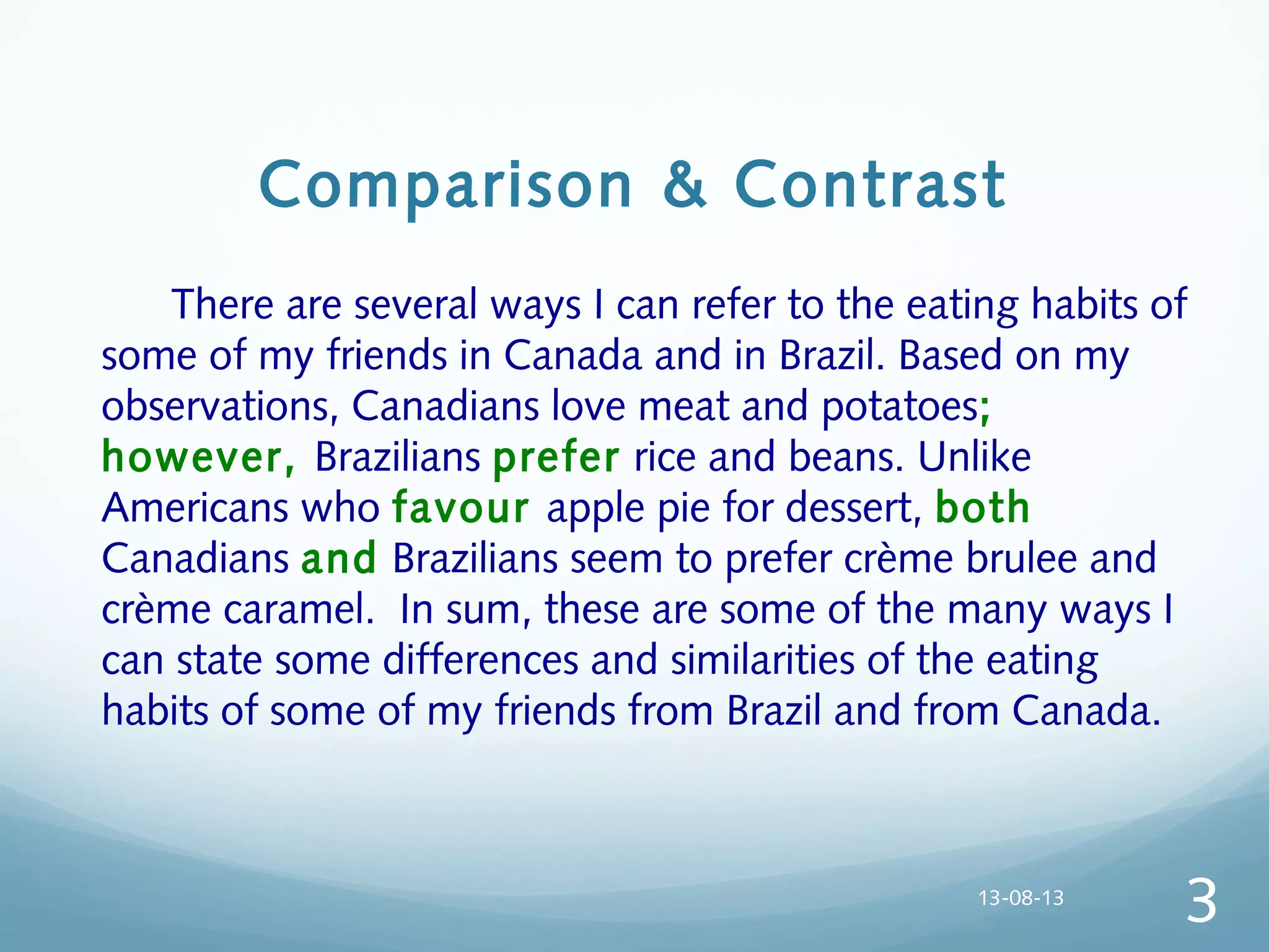 PARAGRAPH WRITING: COMPARISON & CONTRAST | PPT